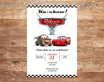 Cars Birthday Party Invite Second Birthday Party Invitation Two Fast ...
