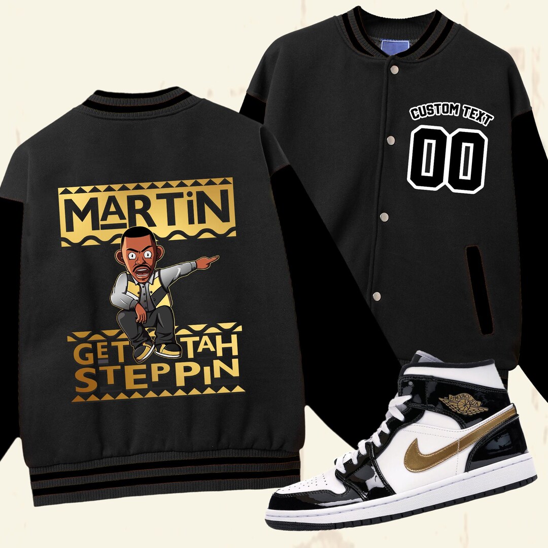Jordan 1 Mid SE Black Gold Custom Text and Number Unisex Varsity ...