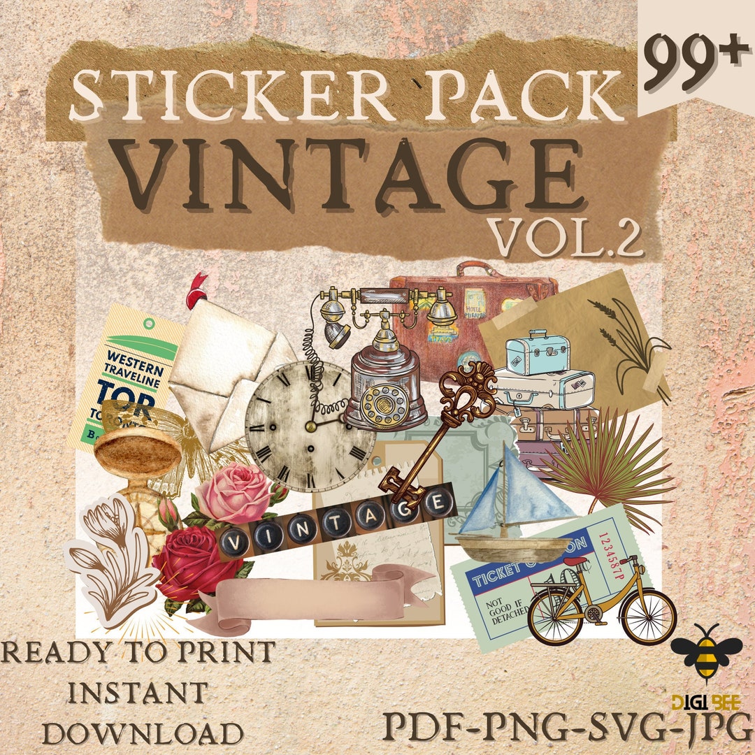 Vintage Series Li Digital Sticker Bundle PNG, PDF, JPG Svg Goodnotes ...