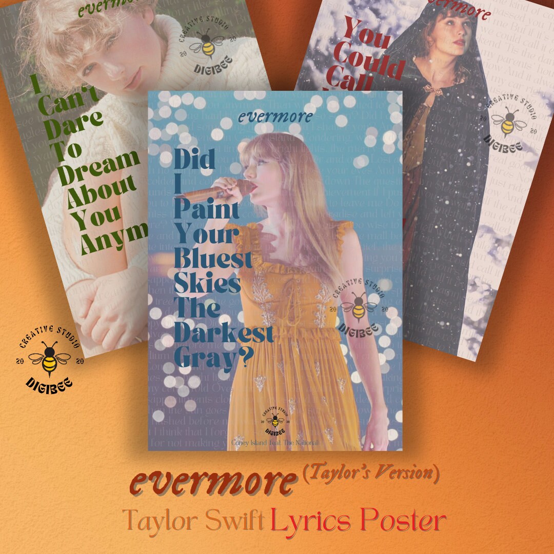 Evermore by Taylor Swift / Tracks Lyrics Poster Bundle Eras Tour ...