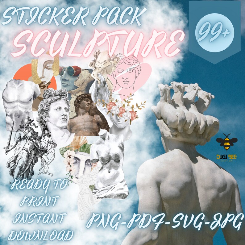 Sculpture Sticker Pack Vintage Aesthetic Sculptures Digital Sticker ...