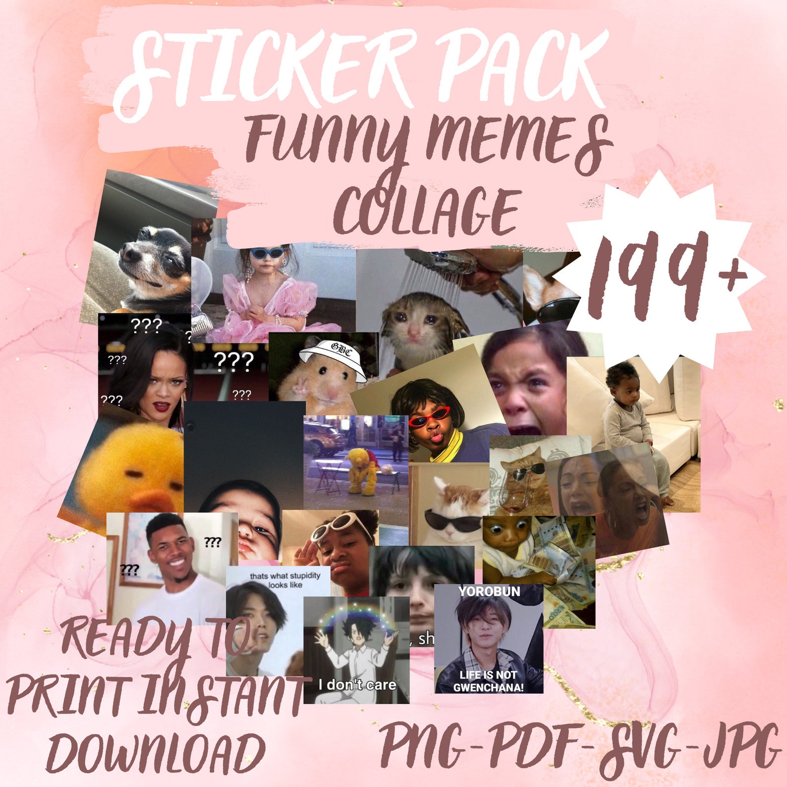 Funny Memes Sticker Pack Funny Viral Memes Digital Sticker Pack 199 ...