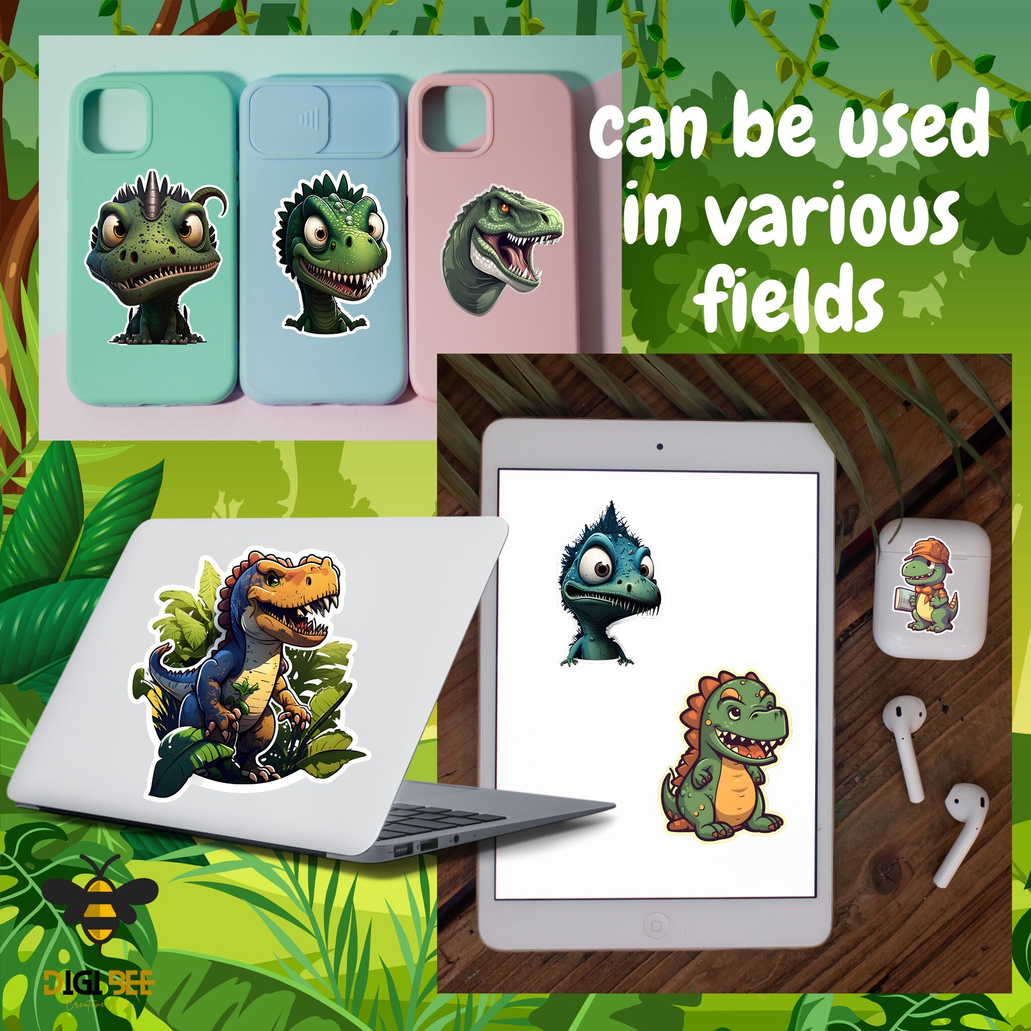 Dinasaur Digital Sticker Pack Jurassic Park Theme Dinasaur Sticker ...