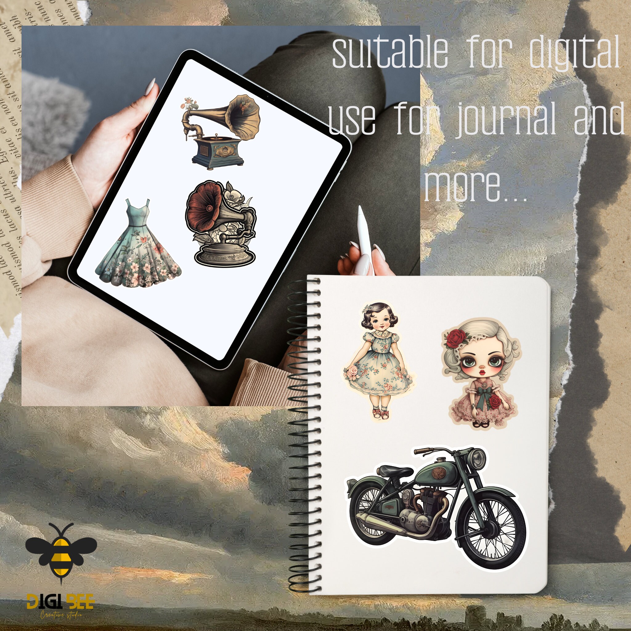 Vintage Sticker Pack Vol 3 Digital Printable Vintage Aesthetic Old ...