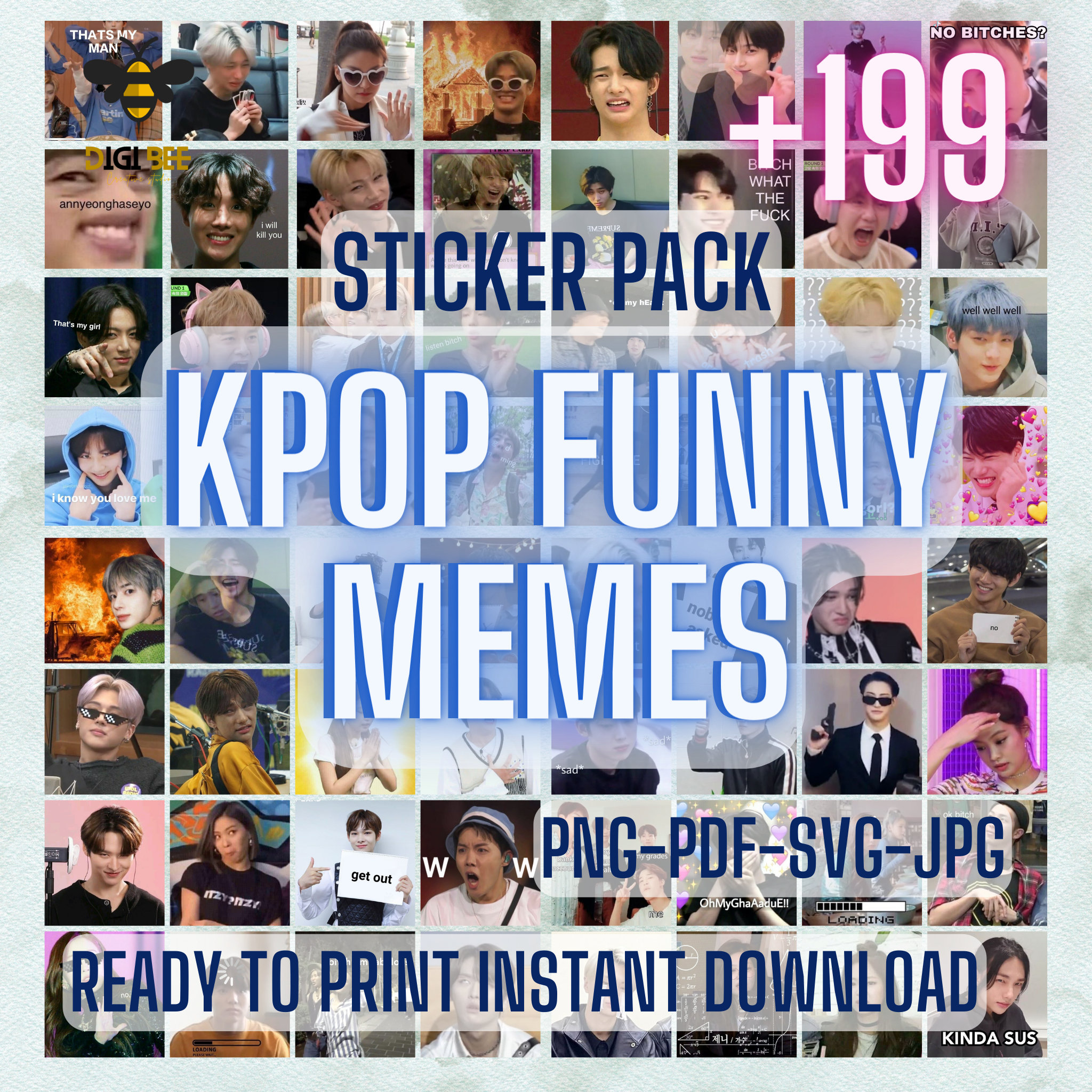Kpop Memes Sticker K Pop Funny Memes Sticker Pack Kpop - Etsy