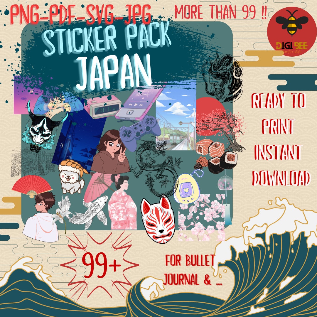 Japan Sticker Pack Aesthetic Cultural Japanese Vibe Digital - Etsy