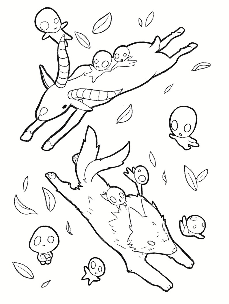 Coloring Page to Print Yourself / Printable Ghibli Mononoke A4 Format ...