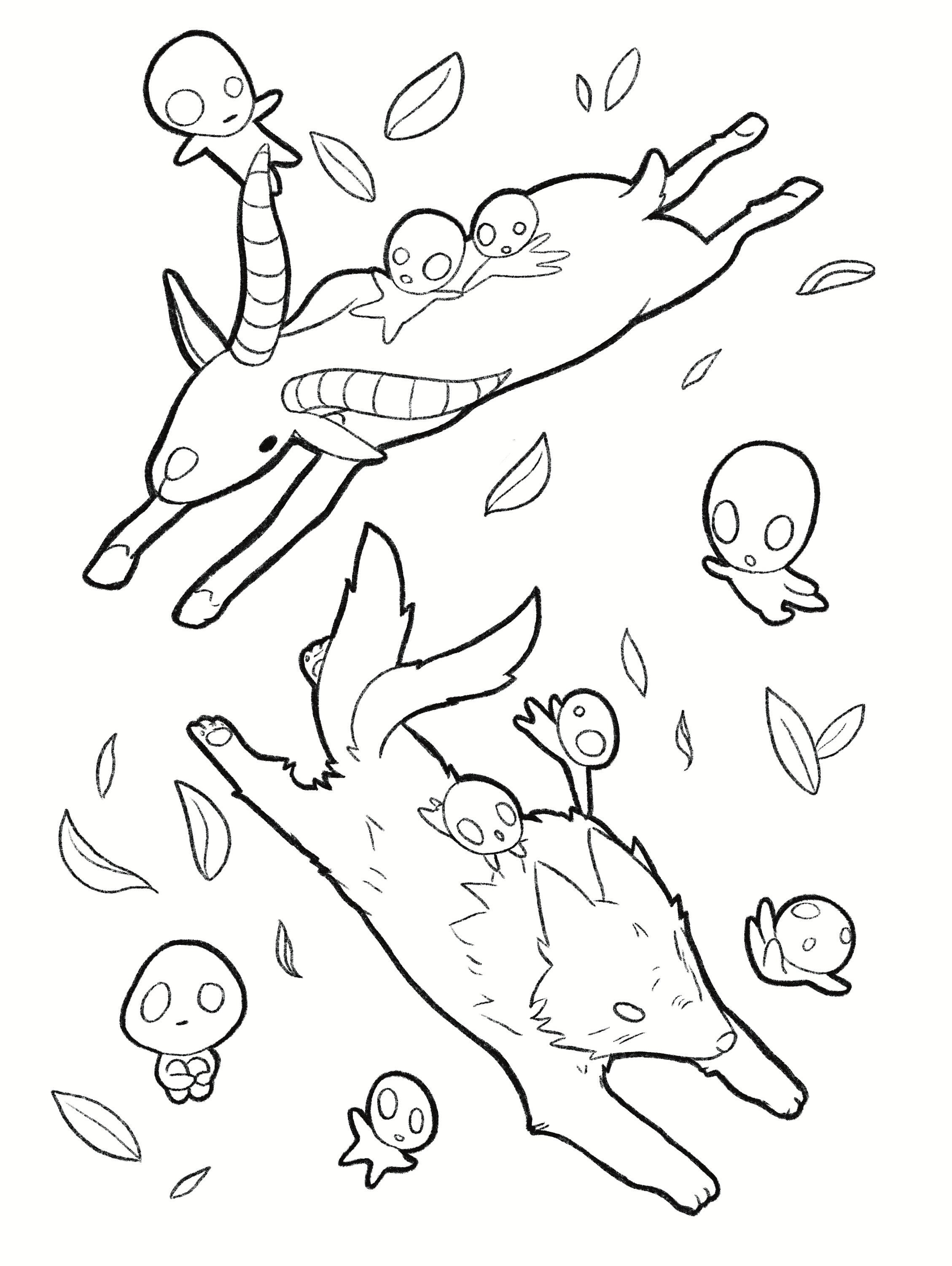 Coloring Page to Print Yourself / Printable Ghibli Mononoke A4 Format ...