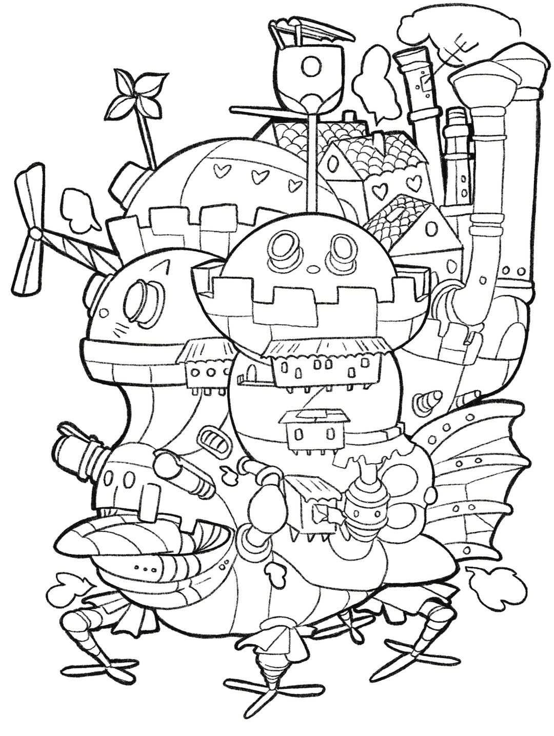 Coloring Page to Print Yourself / Printable Ghibli Howl's Moving Castle ...