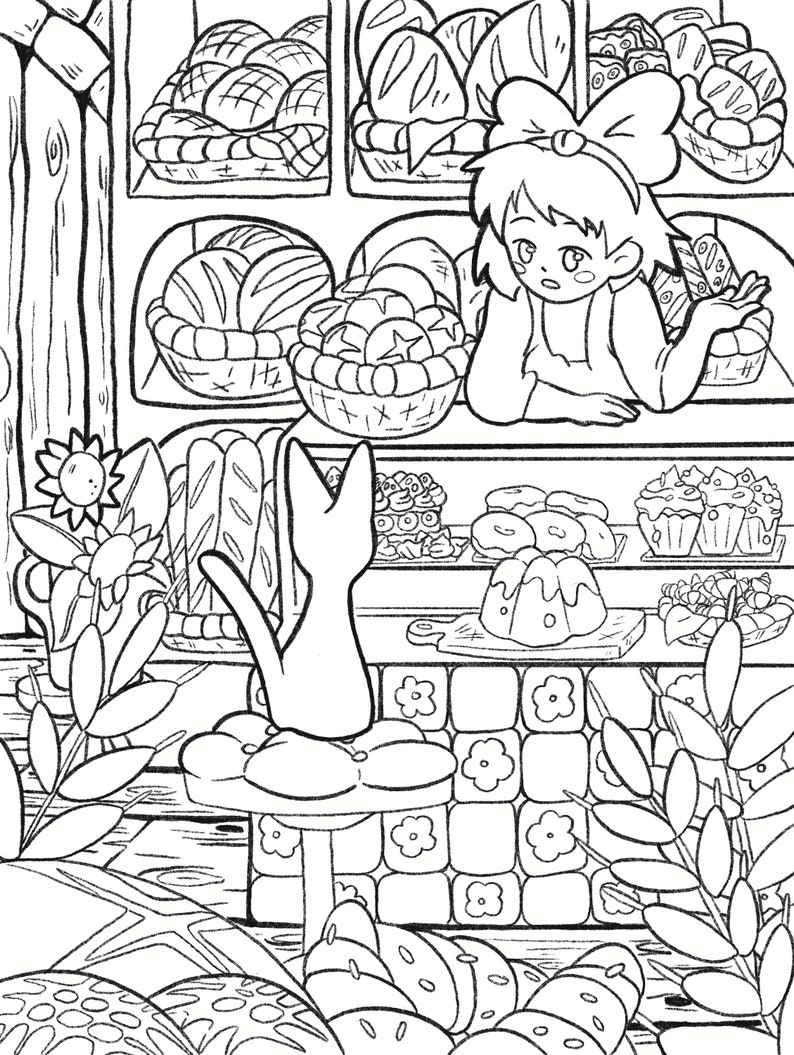 Coloring Page to Print Yourself / Printable Ghibli Kiki A4 Format - Etsy