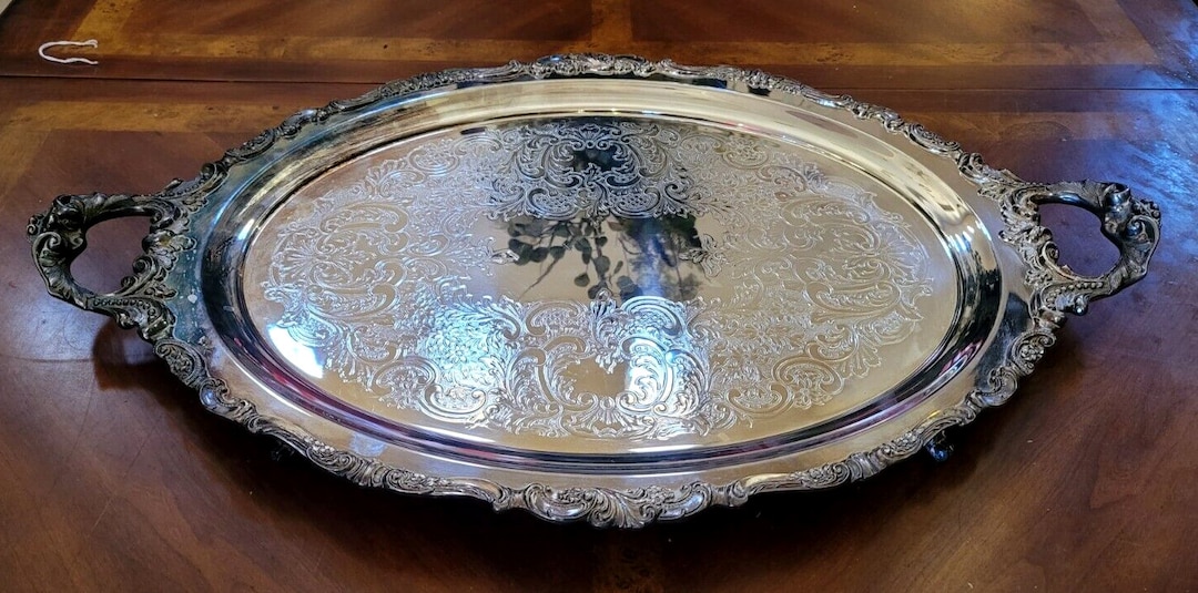 Vintage Wallace Baroque Silver Plate Footed Butler Tray 294F Buffet ...