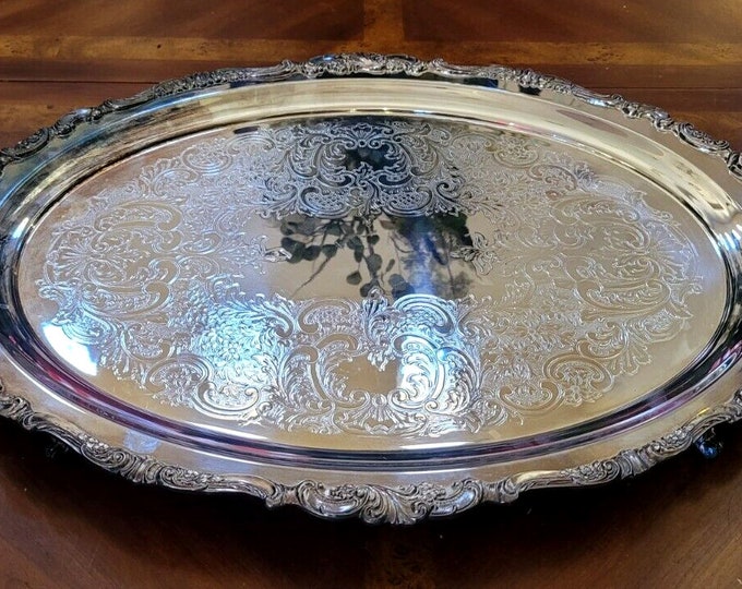 Vintage Wallace Baroque Silver Plate Footed Butler Tray 294F Buffet ...