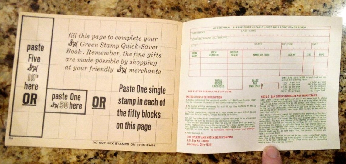 Vintage S&H Green Stamps Quick Saver Book Unused 1200 Capacity No ...