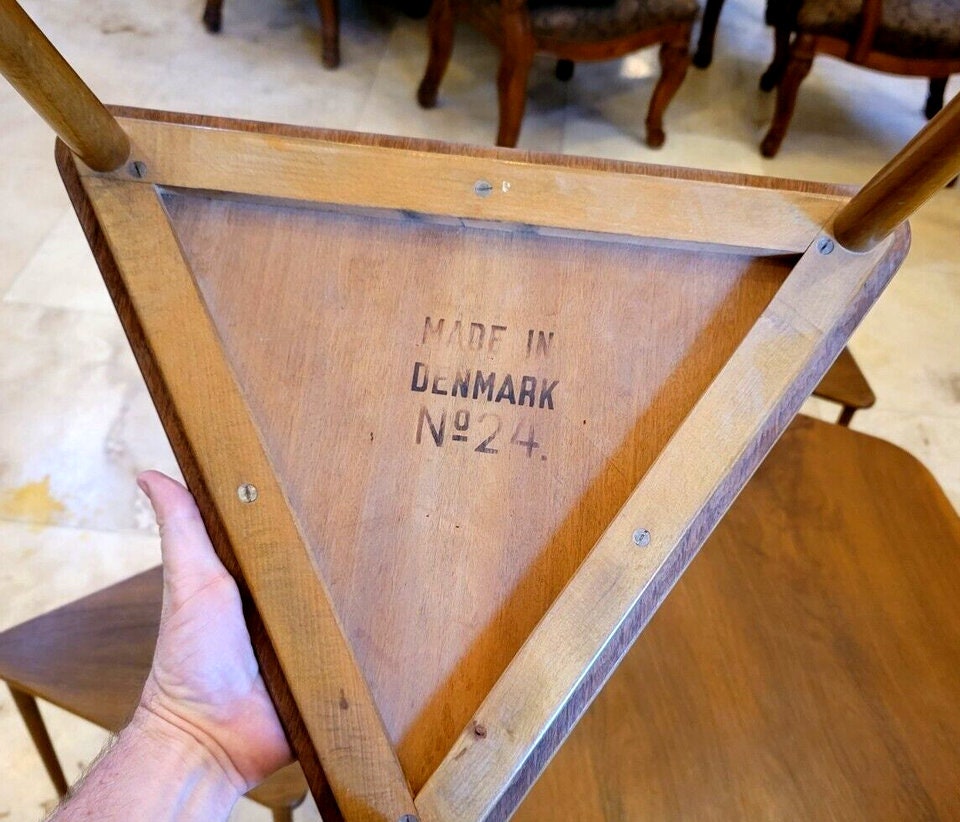 Vintage Danish MCM Hexagonal Walnut Coffee Table With 6 Triangular ...