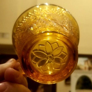 Tiara Indiana Glass Amber Sandwich Punch Bowl , Ladle & 12 Cups Vintage ...