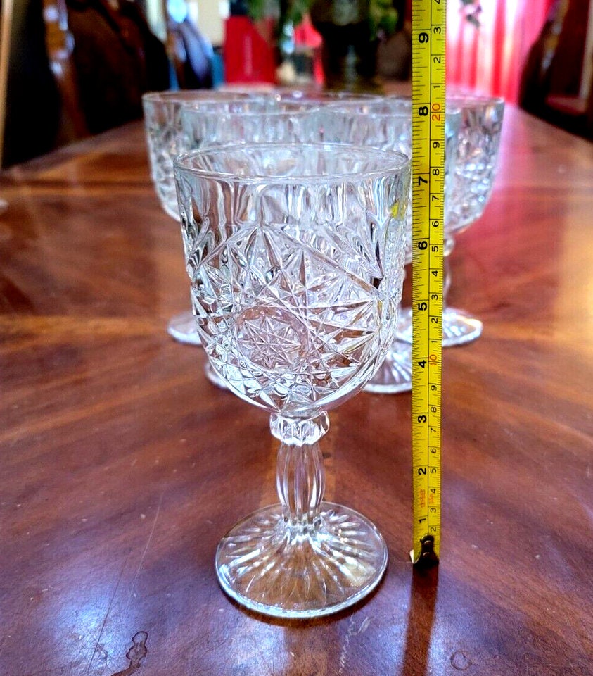 Vintage Hobstar Crystal Clear Libbey Glass Water Glasses,large Wine ...