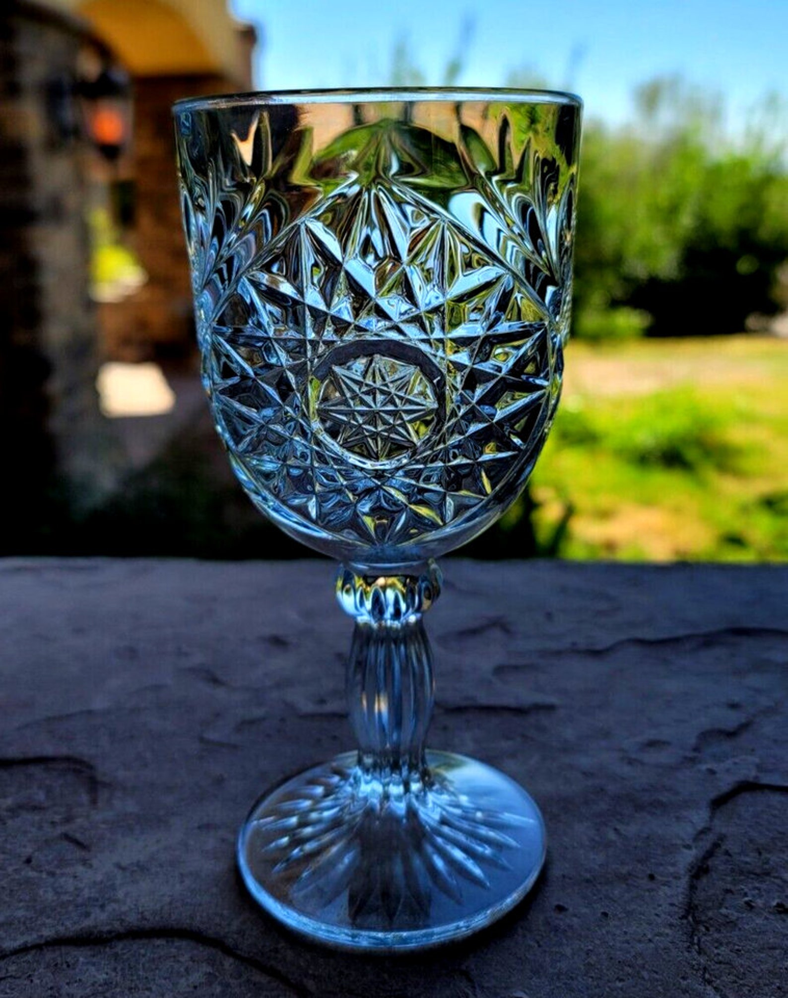 Vintage Hobstar Crystal Clear Libbey Glass Water Glasses,large Wine ...