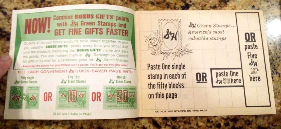 Vintage S&H Green Stamps Quick Saver Book Unused 1200 Capacity No ...