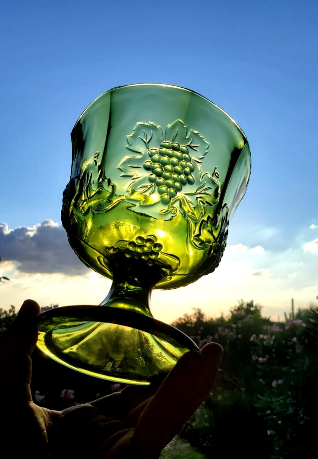 Vintage Indiana Glass Harvest Pattern Candy Compote Wedding Dish Mid ...