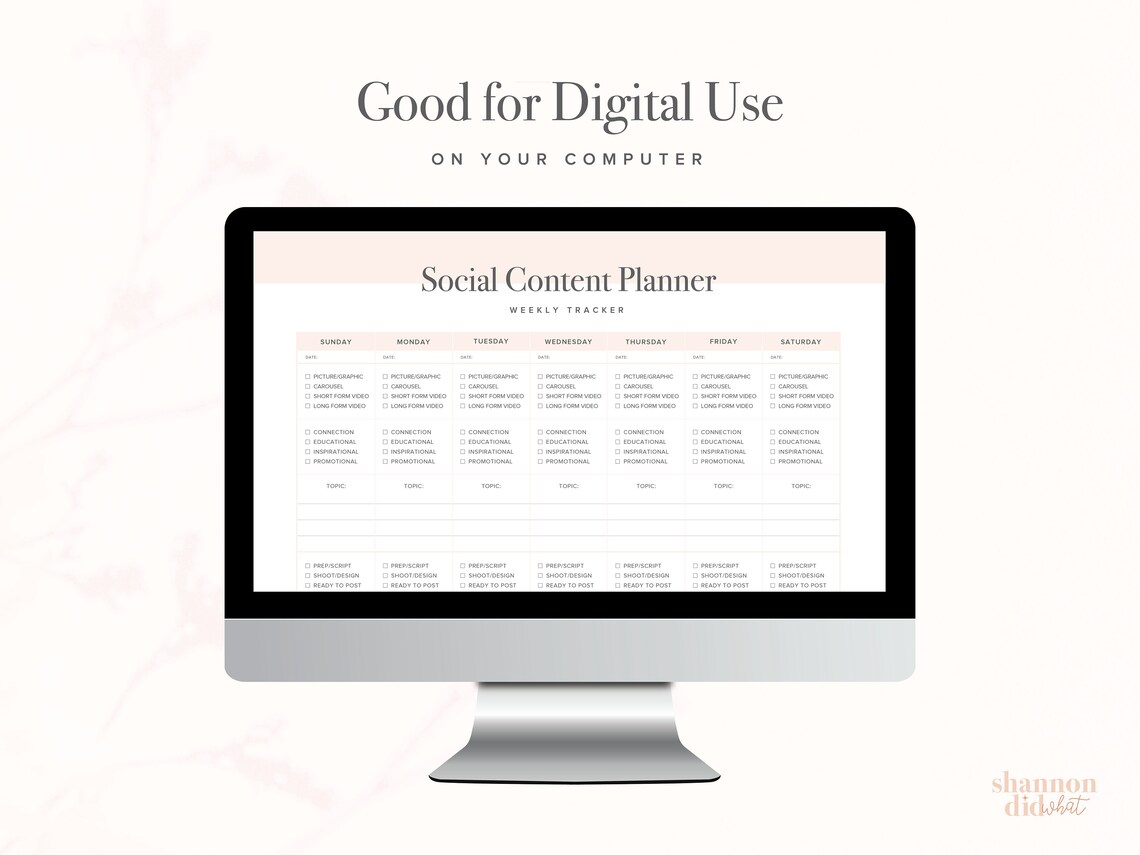 Customizable Social Media Content Planner, Content Planner Template ...