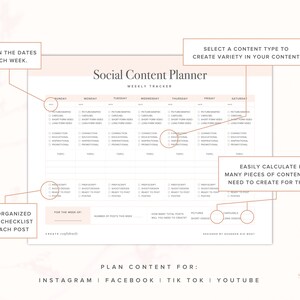 Customizable Social Media Content Planner, Content Planner Template ...
