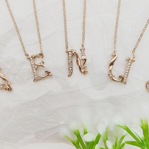 18K Gold Diamond Alphabet Initial Necklace/letter S Chain/ A-Z Letter ...