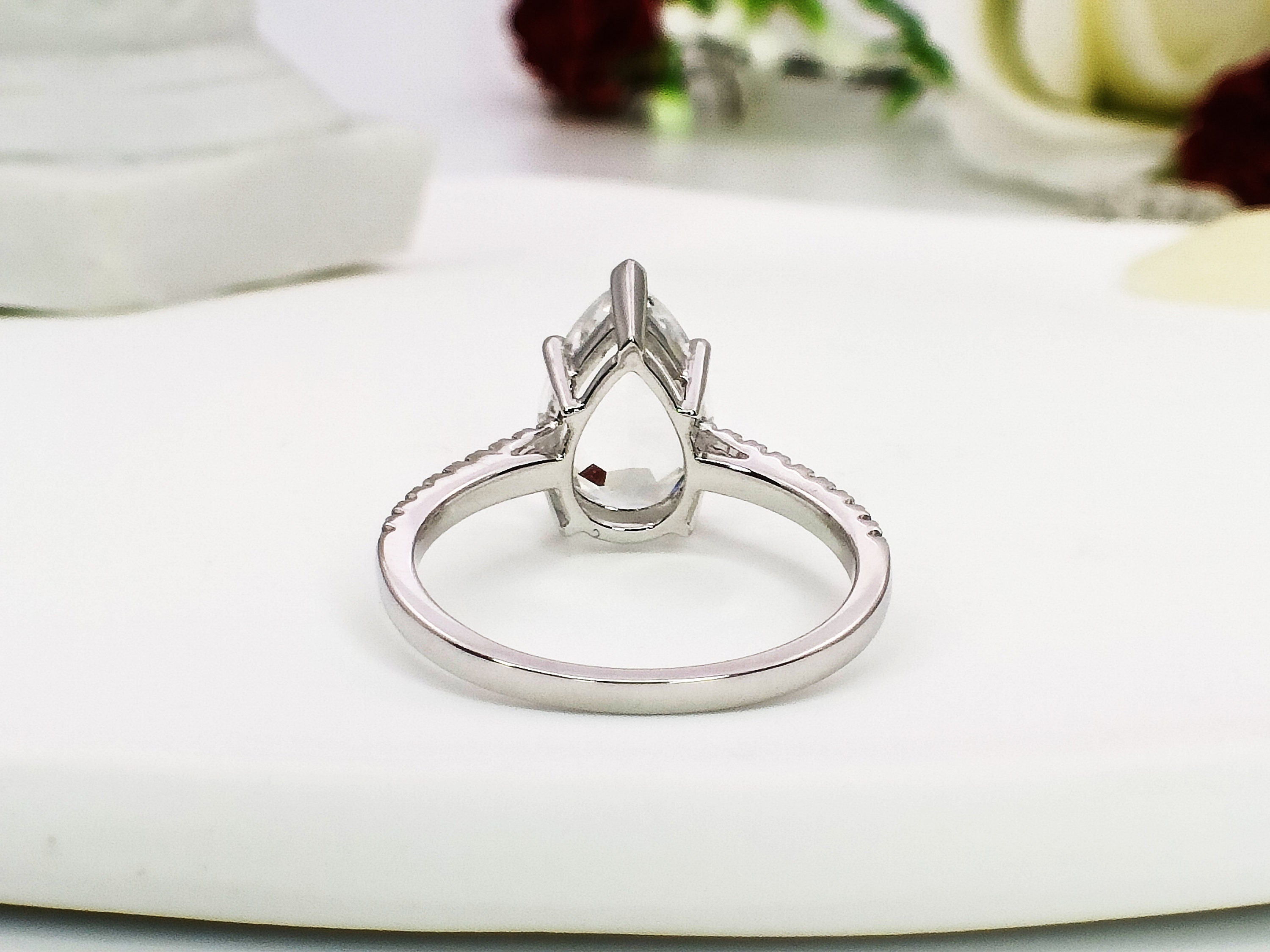 14K Gold White Quartz Engagement Ring, Solitaire Quartz Wedding Ring ...