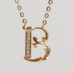 18K Gold Diamond Alphabet Initial Necklace/letter B Chain/ A-Z Letter ...