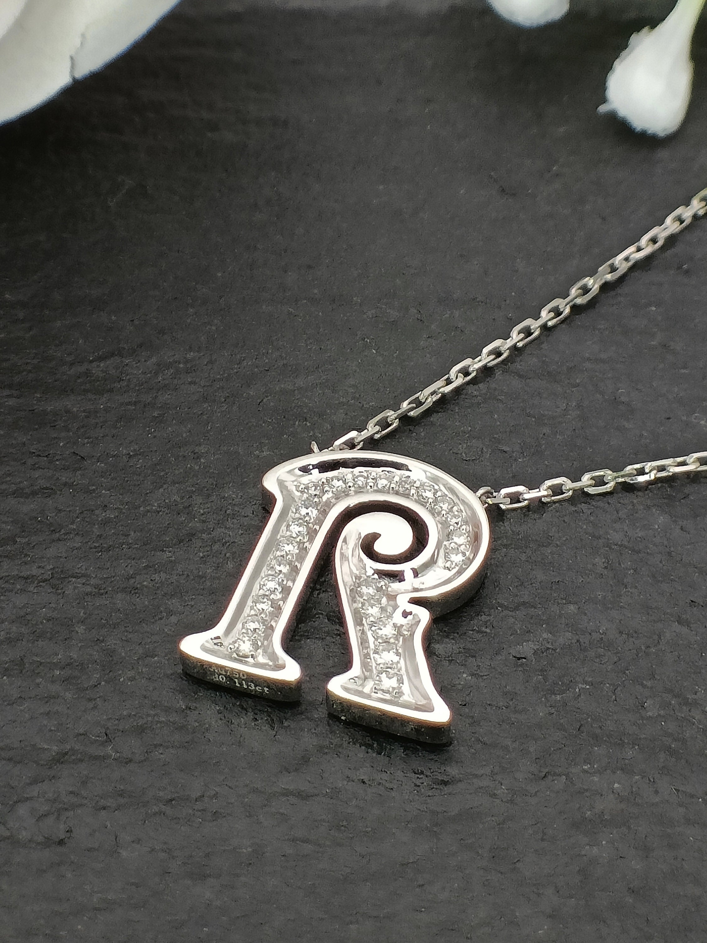 18K Solid Gold Diamond Alphabet Initial Necklace/letter R Chain/ A-Z ...