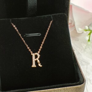 18K Gold Diamond Alphabet Initial Necklace/letter R Chain/ A-Z Letter ...
