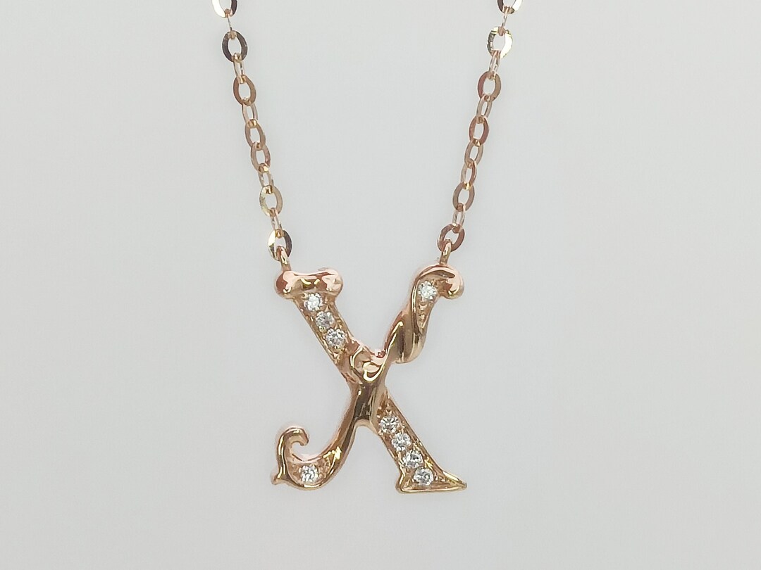18K Gold Diamond Alphabet Initial Necklace/letter A Chain/ A-Z Letter ...
