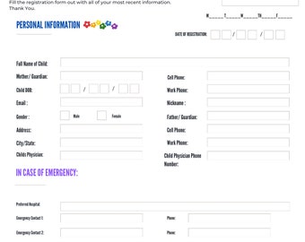 Childcare Registration Form - Etsy