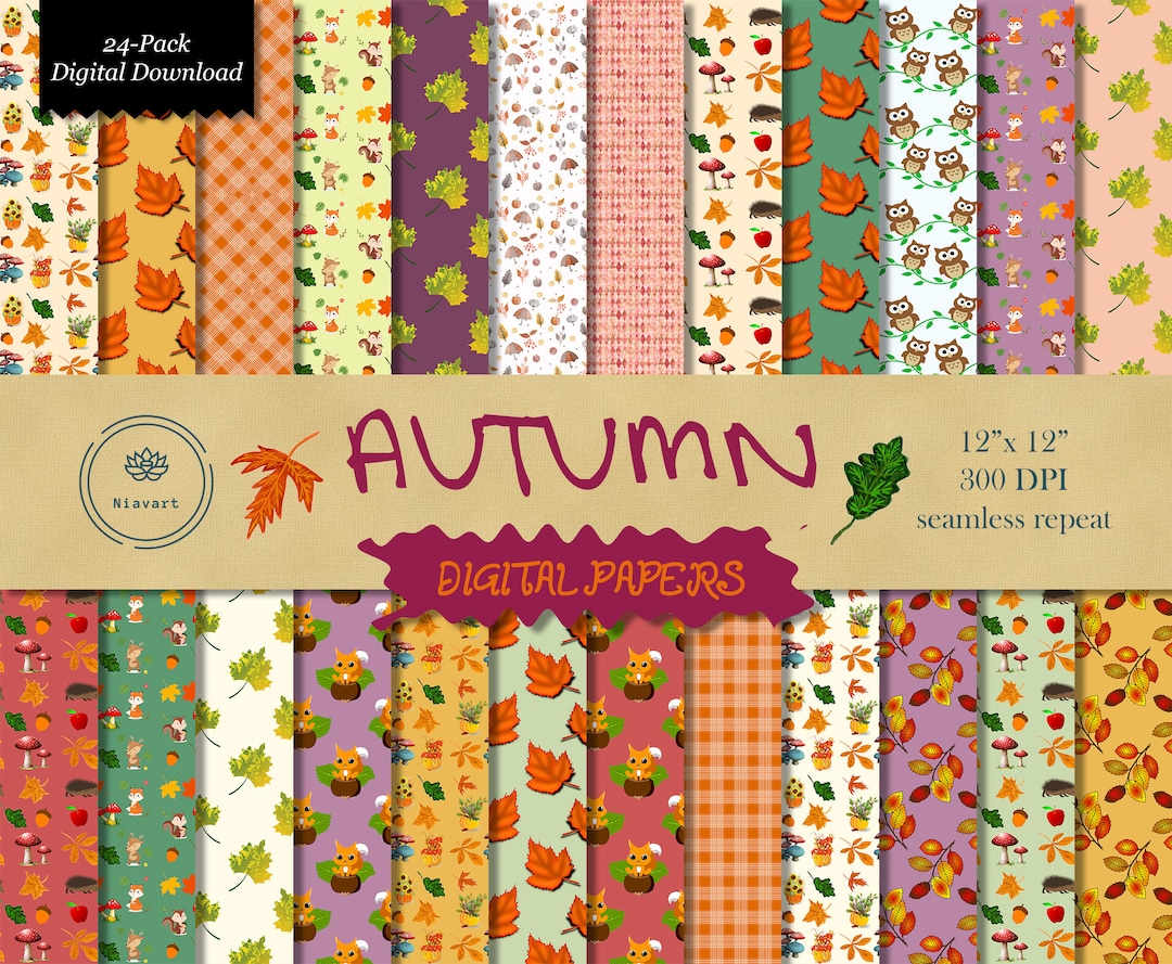Autumn Digital Paper, Fall Scrapbook Paper, Fall Pattern, Autumn ...