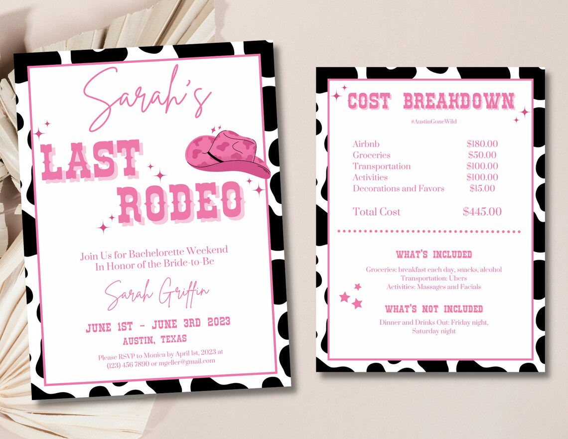 Last Rodeo Bachelorette Party Invitation Template. Last Rodeo - Etsy
