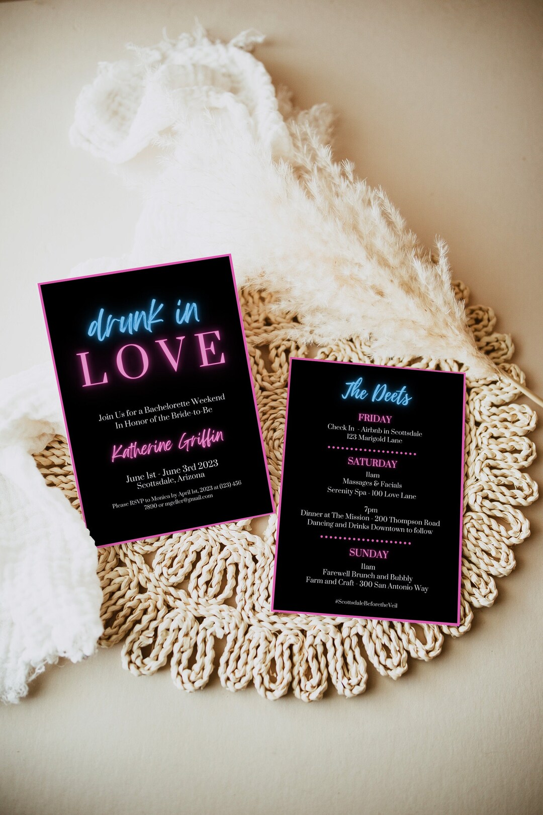 Drunk in Love Bachelorette Party Invite Template. Neon Bachelorette ...