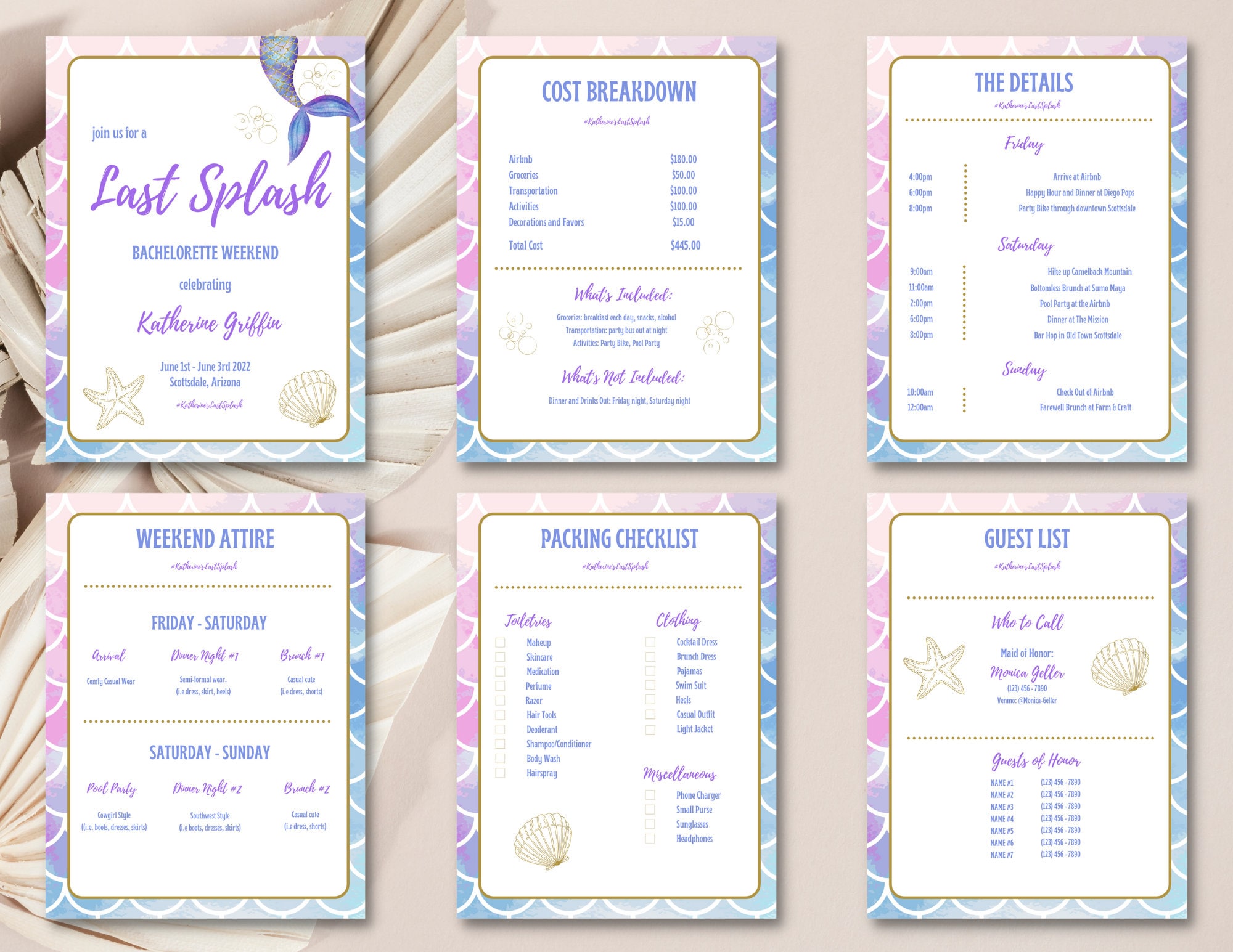 Last Splash Bachelorette Party Itinerary Template. Mermaid Bachelorette ...