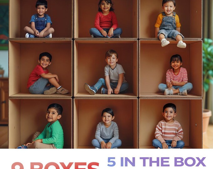 In the Box Photography Template - 5 Digital Background - 9 Boxes - PSR ...