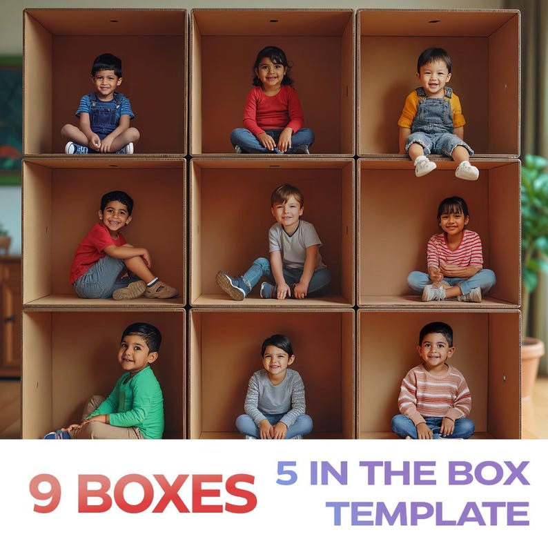 In the Box Photography Template - 5 Digital Background - 9 Boxes - PSR ...
