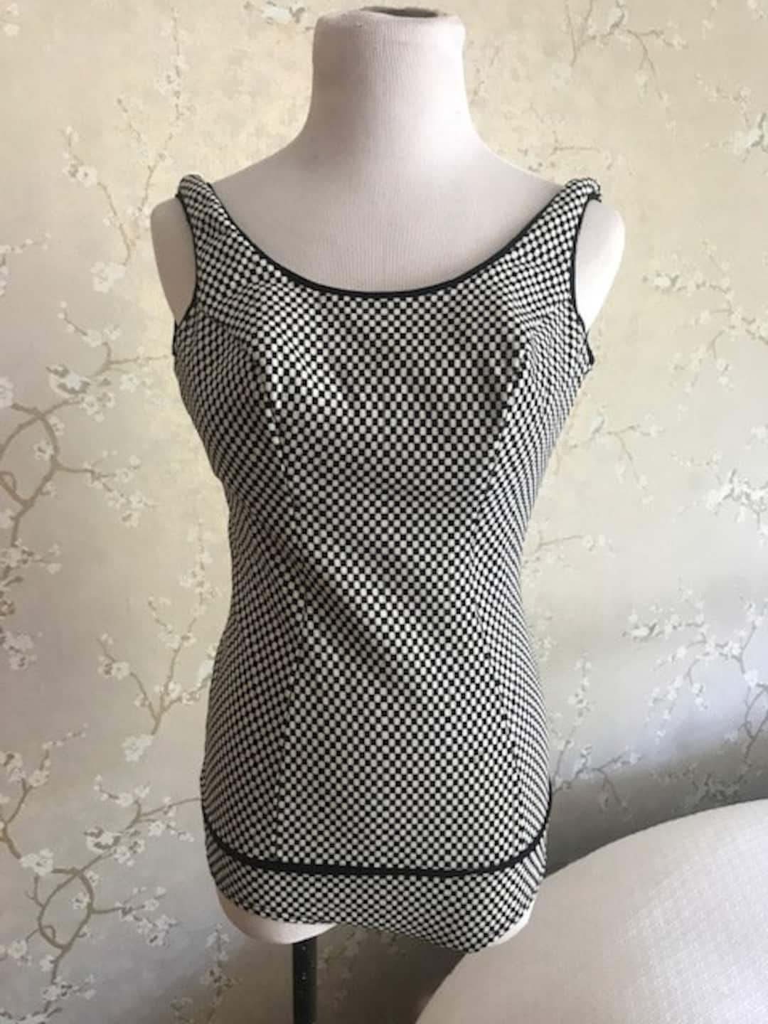 Vintage MOD Checkerboard Swimsuit Size S, M - Etsy
