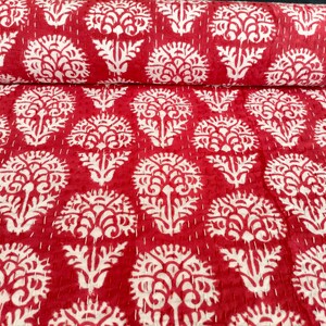 Kantha Quilt Red Block Print Hand Made Kantha Bedspread Quilt Red Kantha Bedcover Handblocked ...
