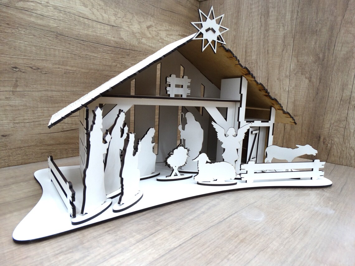 Laser Cut File Vector Christmas Nativity Scene With Figurines, CNC, SVG ...