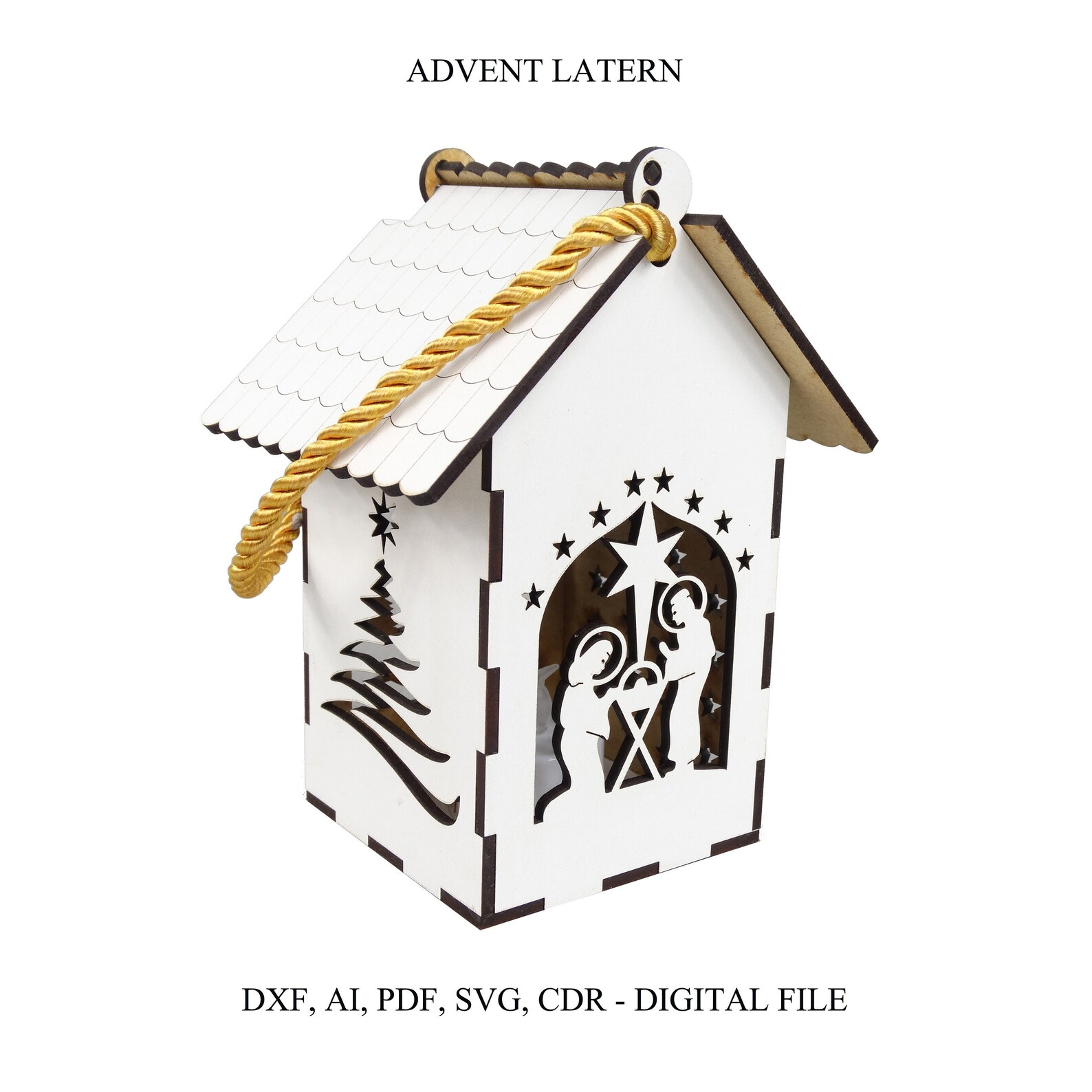 Laser Cut File Vector Advent Window Pane Farmhouse Lantern, CNC, SVG ...