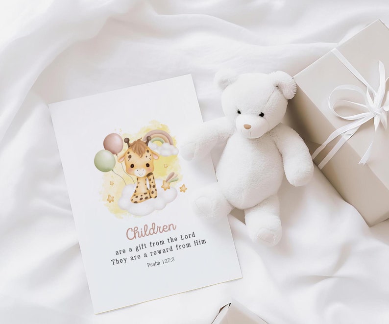 Christian Baby Shower Card: Giraffe Bible Verse (PDF) - Etsy