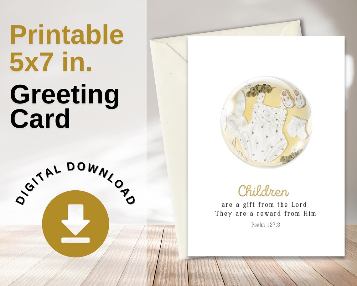 Printable Card for Baby Shower, New Baby Greeting Card, Christian Baby ...