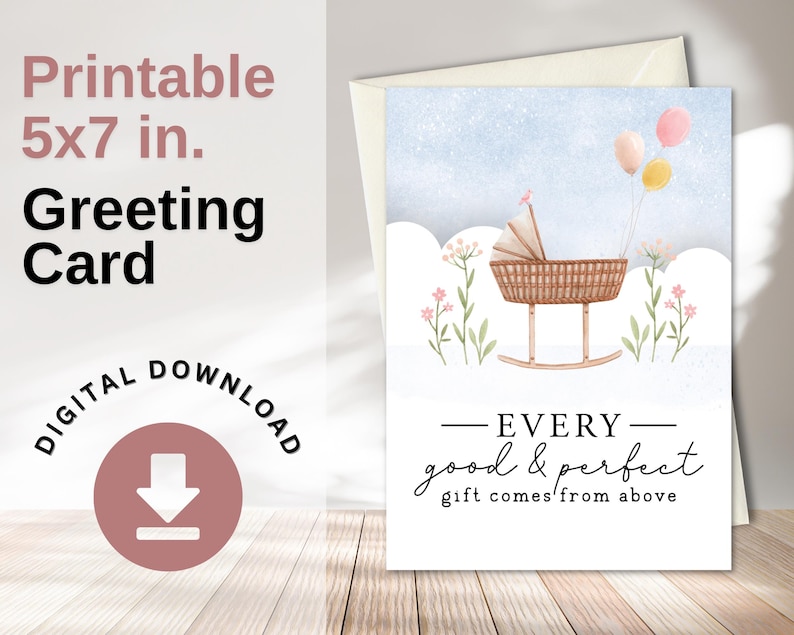 Christian Baby Shower Card: Watercolor Cradle Printable (PDF) - Etsy
