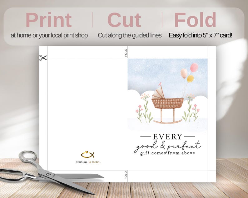 Christian Baby Shower Card: Watercolor Cradle Printable (PDF) - Etsy