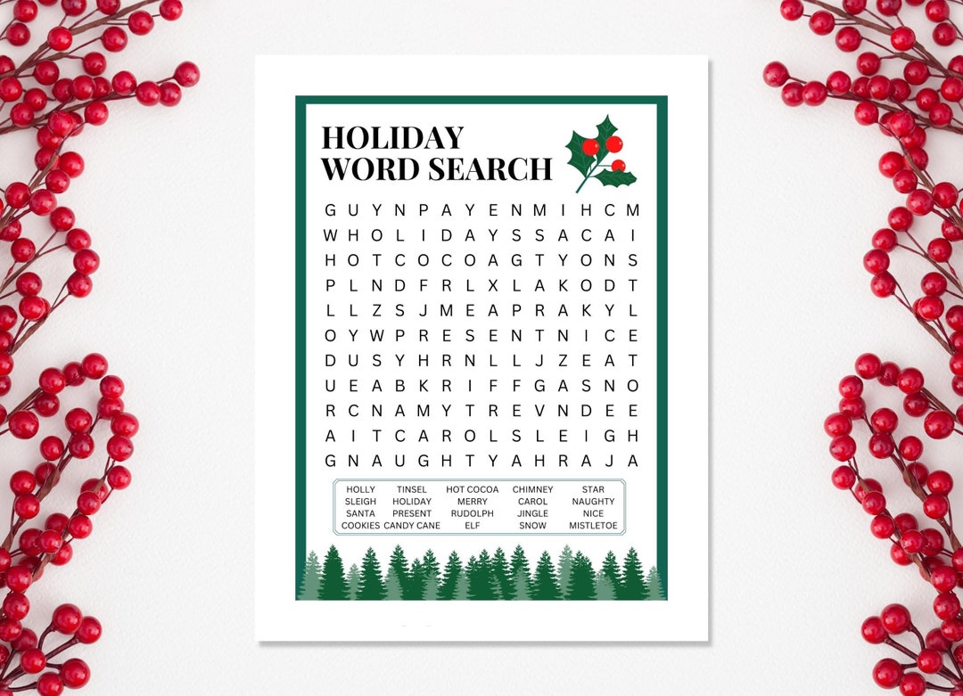 Holiday Word Search | Printable Winter Game for Kids | Wintertime ...