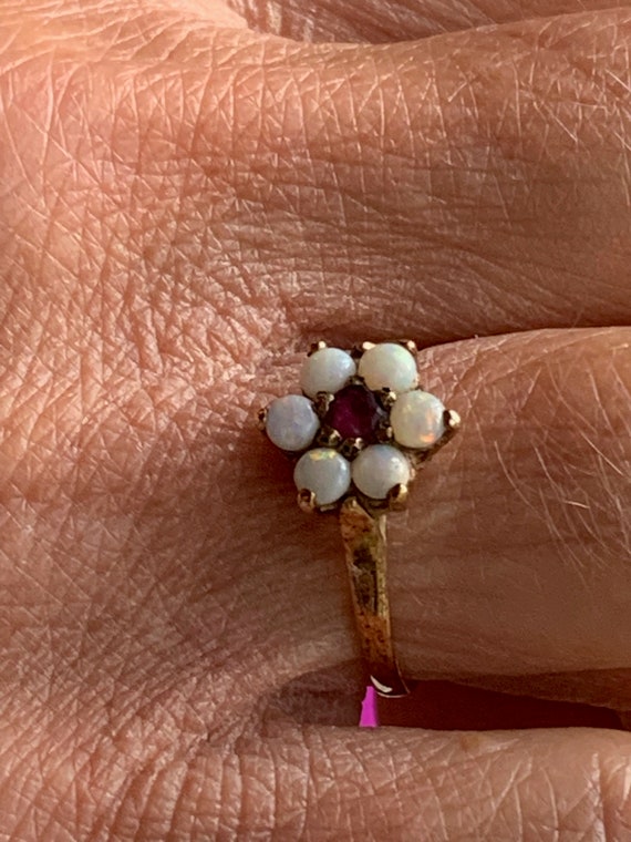 An exquisite unique and rare ruby and opal cluster ri… - Gem