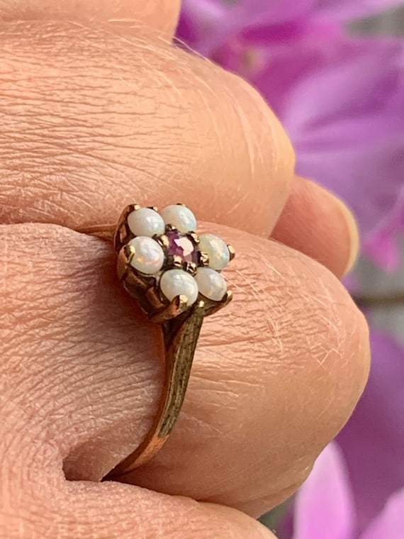 An exquisite unique and rare ruby and opal cluster ri… - Gem