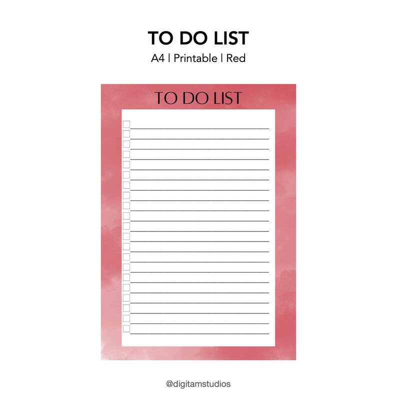 To Do List | A4 | Printable | Instant Download | PDF | Digital Planner ...